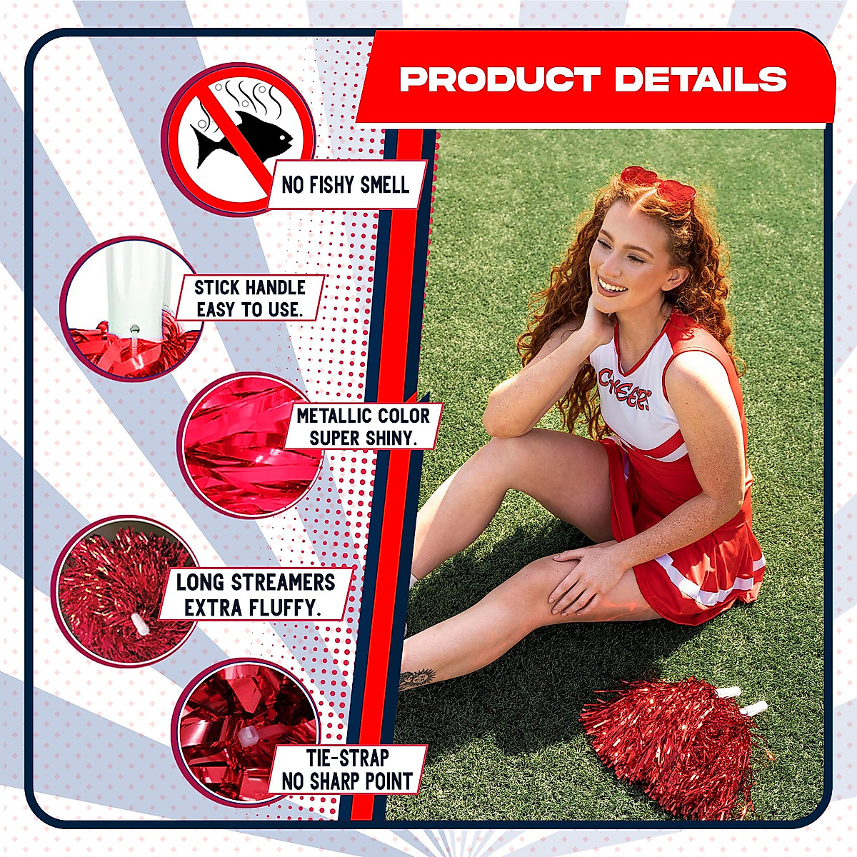 DEGENDE Metallic Large Pom Poms Cheerleading - Cheer Stuff, Cheer Bag, Cheer Backpacks for Cheerleaders, Cheer Gifts, Cheer Bows for Cheerleaders