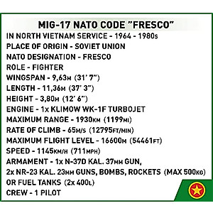 COBI Historical Collection Vietnam War MIG-17 NATO Code Fresco (2424)