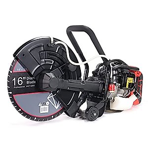 XtremepowerUS 16" Gas-Power Cutter Circular Saw Wet/Dry Concrete Saw Cutter 52CC 2-Stroke Engine with Water Line Guide Roller (w/Blade)