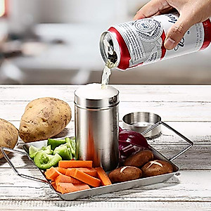 Beer Can Chicken Holder Stainless Steel Roaster Rack Includes Metal Canister and Drip Pan for Oven or Grill Smoker, Dishwasher Safe