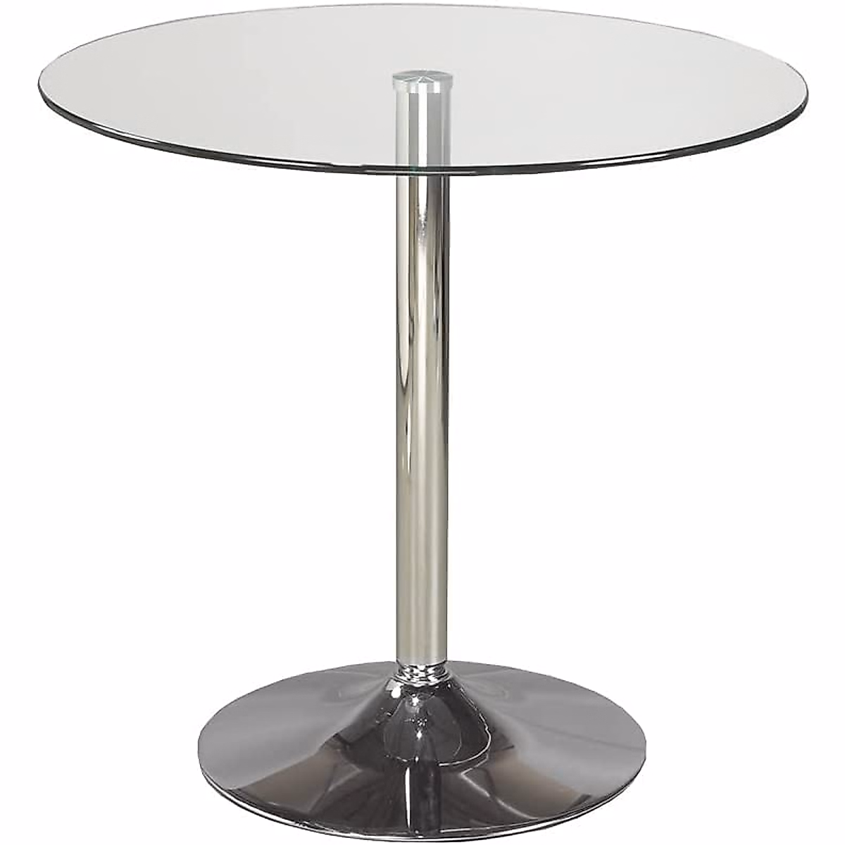 Uptown Club Modern Round Dining Table with Tempered Glass Top, Seats 4 in Style & Comfort, Elegant Kitchen Furniture for Contemporary Home, 35", Silver