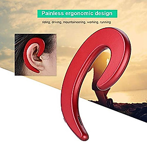 Ciglow Bluetooth Headphone, Wireless Hands Free Ear Hook Headset Painless Bone Conduction Earphone Waterproof Ergonomic Design Headset(red)