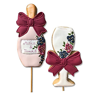 LILIAO Champagne Glass with Ribbon Cookie Cutter for Wedding/Engagement - 2.4 x 4.5 inches - Stainless Steel