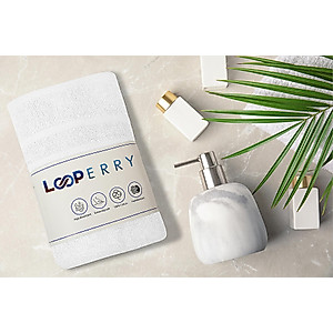 Looperry Small White Bath Towel Set of 6-100% Cotton 23x46 Shower Towels in 450 GSM. Lightweight & Absorbent Quick Dry Towel for Showering, Pet Drying, Spas & Salons. Terry Ringspun White Gym Towels