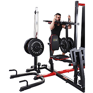 Signature Fitness Multifunctional Home Gym System Workout Station with Leg Extension, Preacher Curl, Pushup, Dip and Situp Stand, 122.5LB Weight Stack, M950, Multiple Pacakges