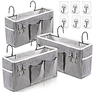 uapryti Bedside Caddy Organizer - Bed Caddy for Bunk and Loft Beds, Dorm Room Essentials (3PC, GREY)
