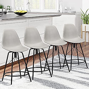 HAOBO Home Swivel Metal Bar Stool Counter Stools[Set of 4] for Indoor/Outdoor Dining Office Chair (Swivel 26" Gray)