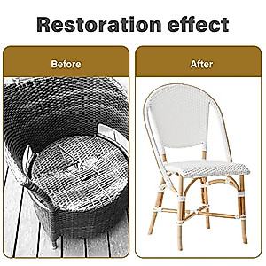 Wicker Repair Material， Flat Synthetic Rattan Weaving Material Plastic Rattan for Knit and Repair Chair Table,Storage Basket,Ect (White A)