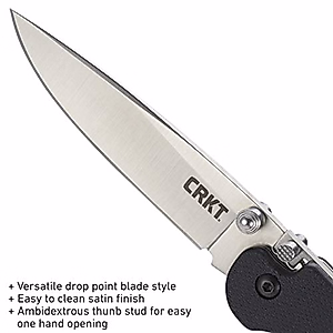 CRKT Offbeat II EDC Folding Pocket Knife: Everyday Carry, Satin Blade, Crawford Lockback Safety, Nylon Handle, Reversible Pocket Clip 7760