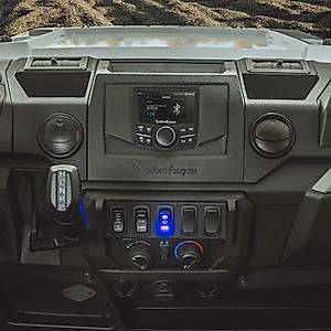Rockford Fosgate RNGR18-STG4 Audio Kit: PMX-2 Receiver, 1500-Watt Amp, M1 Series Color Optix Multicolor LED Lighted Front & Rear Speakers plus Subwoofer for Select Polaris Ranger Models (2018-2022)