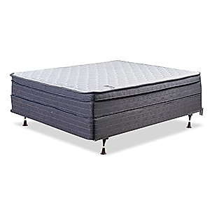 Mattress Solution Medium Plush Foam Encased Hybrid Eurotop Pillowtop Innerspring Mattress And 4" Wood Low Profile Boxspring/Foundation Set, With Frame, Twin Size