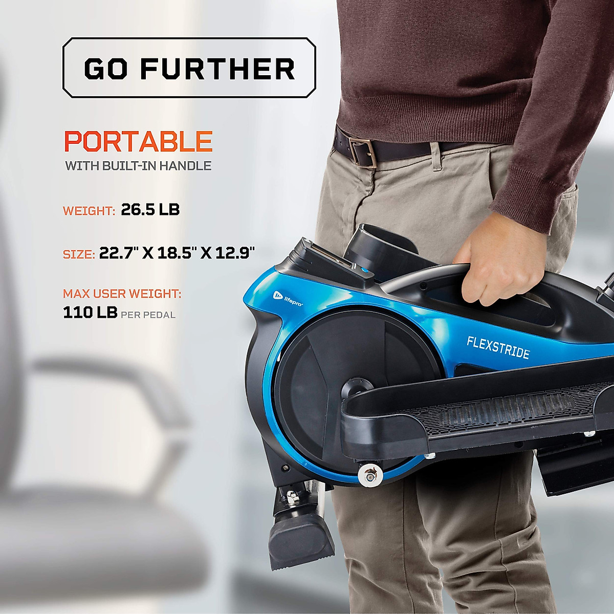 LifePro Under Desk Elliptical - Under Desk Bike Pedal Exerciser - Perfect Desk Exercise Equipment - for Seniors Adults and Teens (Flexstride Plus) (Renewed))