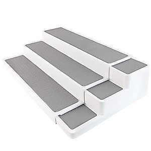 Homeries Expandable 3-Tier Spice Rack Modern Design Waterproof and Non Skid Shelf Kitchen Organizer for Pantry Cabinet or Countertop Use (1 Pack, 3 Tier Expandable)