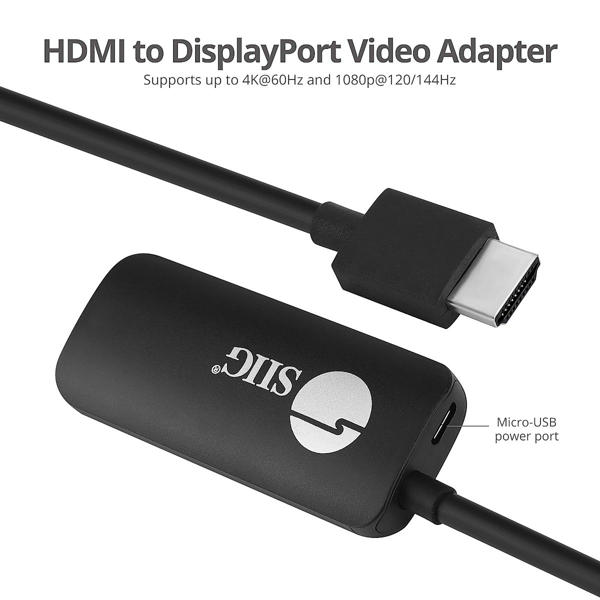 SIIG HDMI 2.0 to DisplayPort 1.2 4K@60Hz Converter Adapter, HDCP 2.2, Stereo Audio, USB-Powered, Not Compatible with Apple Studio Display (CB-H21811-S1)