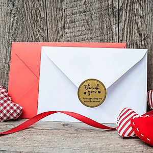 2 Inch Kraft Valentine's Day Thank You for Supporting My Small Business Stickers with Hearts - Heart Valentines Present Gift Thank You Labels Seals for Bubble Mailers and Gift Bags 500 Pcs