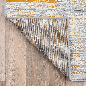 Rugshop Contemporary Distressed Design Soft Area Rug Yellow