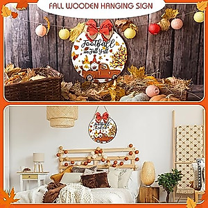 Fall Y'all Front Door Sign Fall Football Wreaths Autumn Gnome Maple Leaves Hanger Sign Decorative Sign for Outside Thanksgiving Harvest Farmhouse Seasonal Holiday Yard Decor