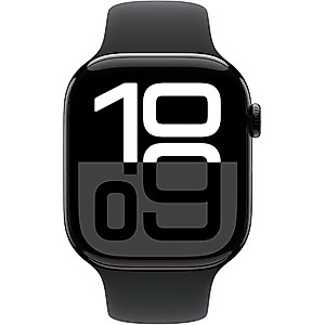 Apple Watch Series 10 [GPS + Cellular, 46mm] - Jet Black Aluminum Case with Black Sport Band, S/M (Renewed)