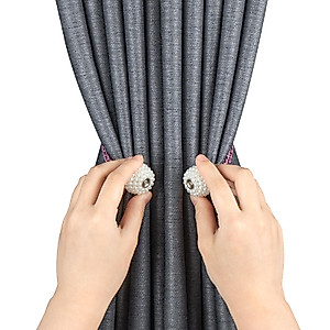 SHIDOW Curtain Tiebacks, Magnetic Curtain Ties, Pearl Curtain Tie, Curtain Tieback Buckle, for Living Rooms, Bedrooms, Kitchens, Restaurants, Bathrooms, Homes, and Offices（6 Pack (Purple)