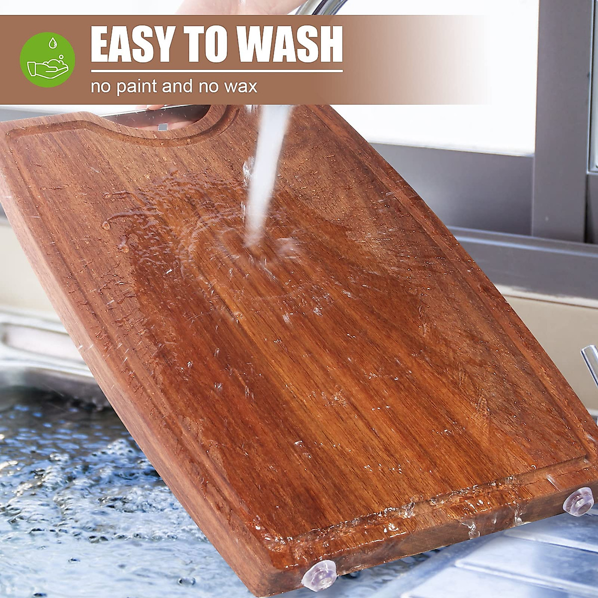 Wood Cutting Boards - Dimgamo Cutting Board For Kinchen With Juice Groove - No Splicing Of The Whole Wood - Real Black Sandalwood - 16×11 Inch