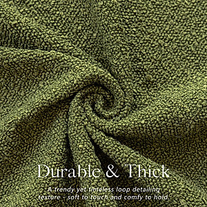 Foindtower Textured Boucle Throw Pillow Covers Accent Solid Pillow Cases Cozy Soft Decorative Couch Cushion Case for Chair Sofa Bedroom Living Room Home Decor, 18 x 18 Inch,Green