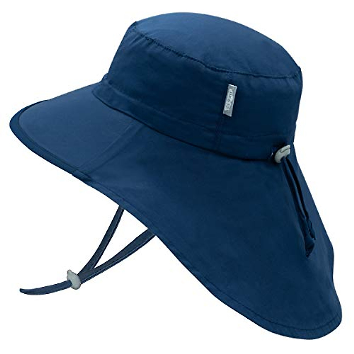 JAN & JUL Adjustable Adventure Baby Sun Hat for Boy Large Brim (M: 6-24 Months, Navy: Navy Trim)