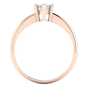 Clara Pucci 1.0 ct Pear Cut Solitaire Blue Simulated Diamond Engagement Wedding Bridal Promise Anniversary Ring 18K Rose Gold Size 7.75