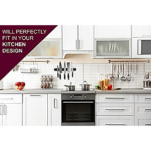 SUMPRI Magnetic Knife Holder (15 Inch X Set Of 4) Magnetic Knife Strip -Strong Powerful Knife Rack Storage Display Organizer-Securely Hang Your Knives On a Multipurpose Kitchen Bar-Safe, Easy Install