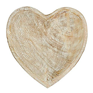 47th & Main Creative Brands Carved Heart-Shaped Wooden Bowl, Large, White