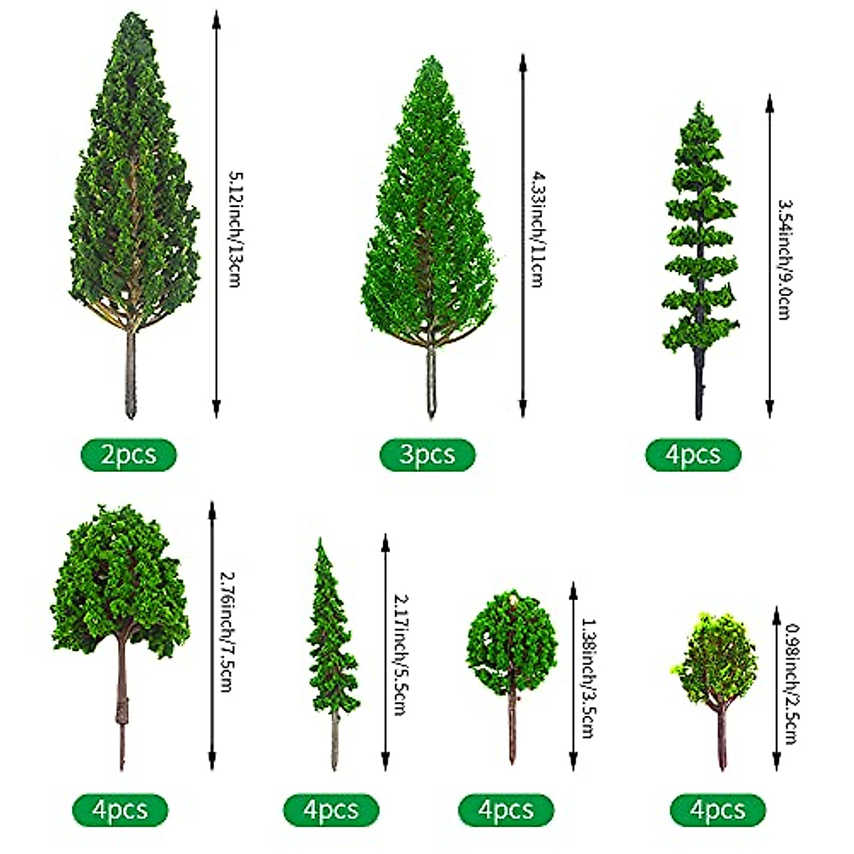 25pcs Model Trees Model Train Scenery Mixed Miniature Trees Artificial Wargame Trees Model Railroad Scenery Diorama Supplies Scenery Landscape