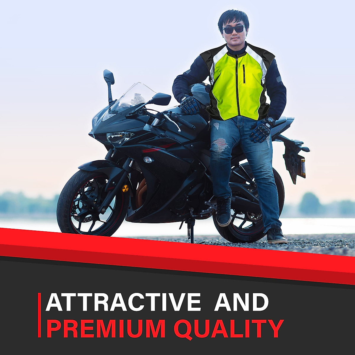 Badass Moto Hi Vis Vest Reflective Motorcycle Vests For Men - Zipper Front & Pocket For Bikers, ATV, Hunting, Cycling, Military, Motorcycle Safety Gear, Yellow Size 3XL Can Be Worn Over 2XL + Jackets