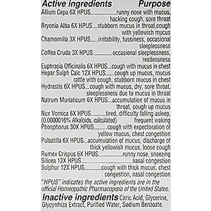 Cold Medicine for Kids Ages 2+ by Hyland's, Nighttime Cold 'n Mucus Relief Liquid, Natural Relief of Mucus & Congestion, Runny Nose, Cough, 4 Ounces