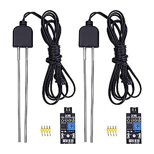 2 Sets Resistive Soil Moisture Meter, Icstation Soil Hygrometer Sensor Test Kit with Corrosion Resistant Probe, Digital Analog Signal Output for Arduino Garden Plant Care Automatic Watering System