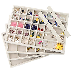 Stratalife Earring Organizer Stackable Jewelry Tray Drawer Organizer Removable Display Tray Organizer for Jewelry Necklace Earring Drawer Insert (40 Grid)