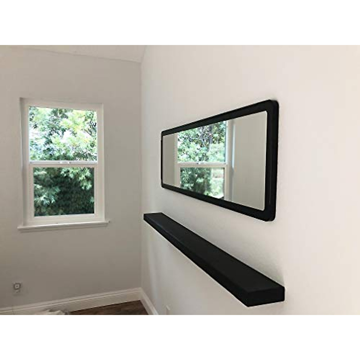 Joel's Antiques Floating Wall Shelf - Long Shelf for Fireplace Mantel, Bookshelf, Bedroom, Photos, Patented Easy Install - Black, 60" x 6" x 2"