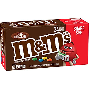 M&M'S Milk Chocolate Candy Sharing Size 3.14 Ounce (Pack of 24) Box