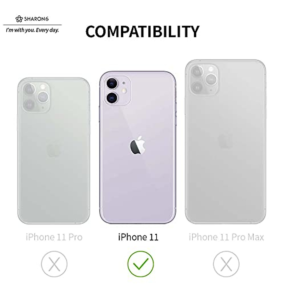 SHARON6 Crossbody Phone Case Compatible with iPhone 11 Clear Transparent PC+TPU Hard Case Holder Adjustable Lanyard Strap Necklace TUK CASE (Black)