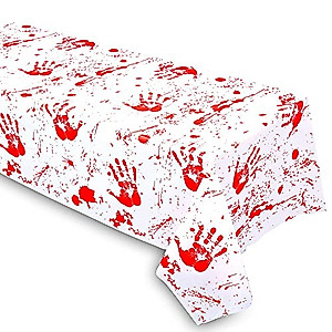 Grabo 4Pcs Halloween Decorations - Bloody Zombie Table Cover, Scary Tablecloth |102 ×51in| for Halloween Party Supplies Decoration, Horror Halloween Birthday Party