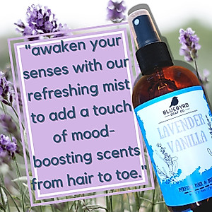 BLUEBYRD Soap Co. Lavender Vanilla Fragrance for Hair and Body | Alcohol Free Hair Perfume | Perfumed Hair and Body Mist -Sweet Vanilla & Relaxing Lavender Scent | Clean Beauty, Vegan, Free of