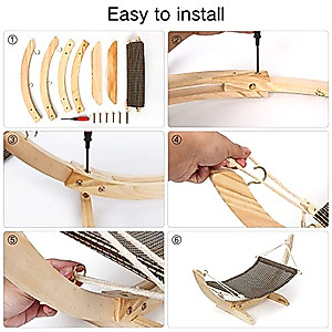 RAIN QUEEN Cat Hammock, Solid Wood Fancy Kitty Swing Pet Resting Bed New Moon Cat Swing Chair Kitty Furniture Gift Indoor