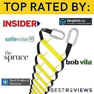 Fire Escape Ladder 3 Story 24ft (8 m) | Mounting Anchors Included | Rope Ladder Fire Escape for Homes 3rd Floor | Portable, Foldable & Compact | Emergency Escape Ladder Suitable for Balcony & Windows