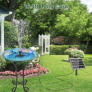 Jutai Solar Fountain Kit with 2000mAH Battery Backup Glass, 3.5W DIY Solar Water Pump with Sucker and Stake, Solar Fountain Pump for Bird Bath, Water Feature,Pond, Outdoor-7 Nozzles,16.4ft Power Cord