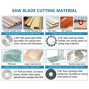 MXBAOHENG Mini Table Saw S2 Portable Precision Table Saws for Crafts, 1/2" Cut Depth, w/ 4 Blades, 96W Adjustable Speed Power Supply, for Wood Metal Plastic Cutting