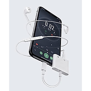 [2 Pack] Apple Lightning Jack Headphone Adapter，2 in 1 Lightning to 3.5mm Aux Audio Dongle Headphone Accessories Compatible with iPhone 14/13/XR/X 8 7/iPad Audio Earphone Adapter for All iOS System