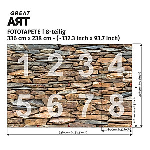 GREAT ART Large Photo Wallpaper – Shale Stonewall – Photo Decoration Stones Optic Mural Rocks Walls Rustic Stone Industrial Design Look Wall Decor Image Decor Wall Mural (132.3x93.7in - 336x238cm)