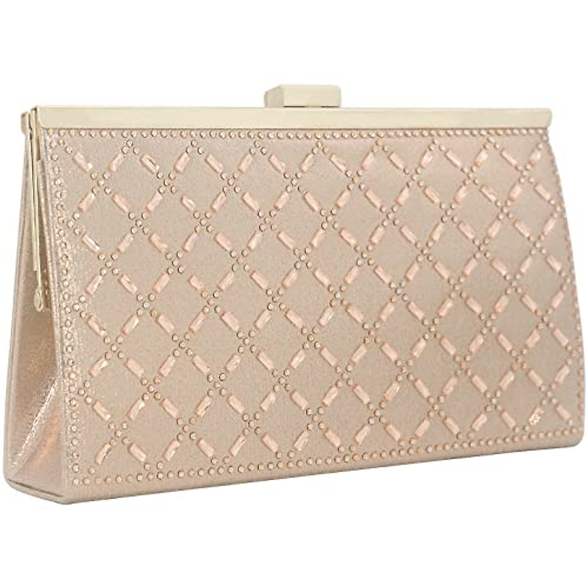 Metal Top-Handle Women Evening Clutch Purse Bag Crystal Rhinestone Handbags Champaign Medium