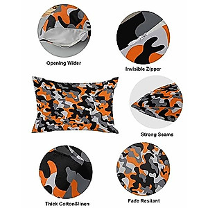 LUSWEET Cotton Throw Pillow Covers Reversible Set of 2, Camo Soft Couch Pillow Covers for Sofa Bedroom Living Room 12 x 20 Inch Decorative Cushion Case Home Decor