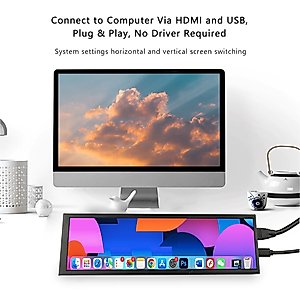 LESOWN Portable Bar Sub Monitor 7.9 inch Touchscreen LCD IPS 400x1280 Mini HDMI USB Long Strip Screen CPU GPU Case Aida64 External Display