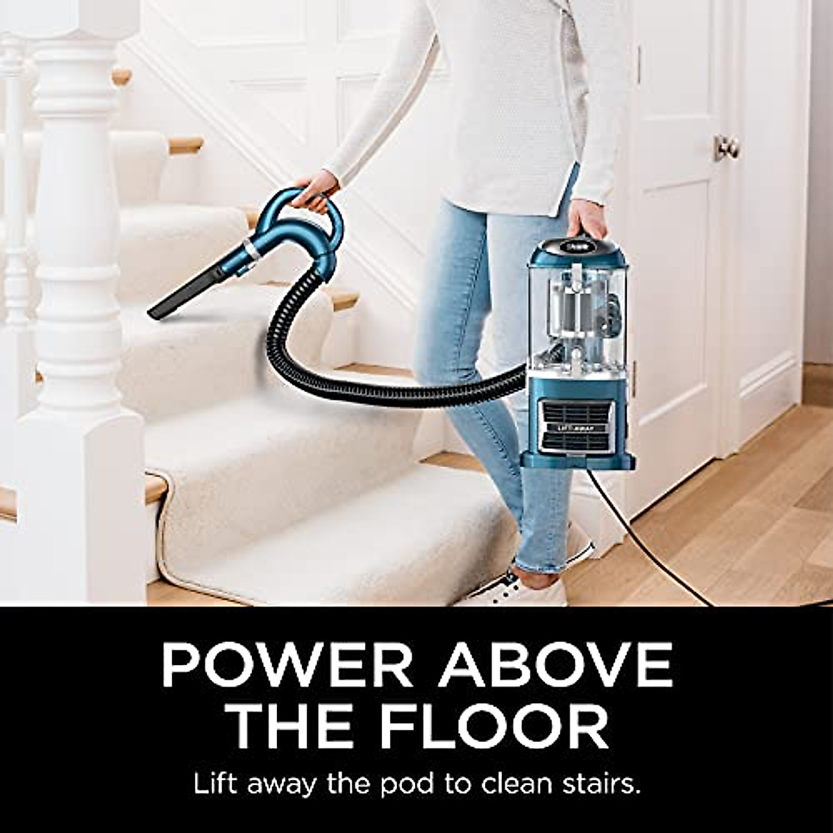 Shark ZU503AMZ Navigator Lift-Away Upright Vacuum with Self-Cleaning Brushroll, HEPA Filter, Swivel Steering, Upholstery Tool & Pet Crevice Tool, Perfect for Pets & Multi-Surface Cleaning, Teal