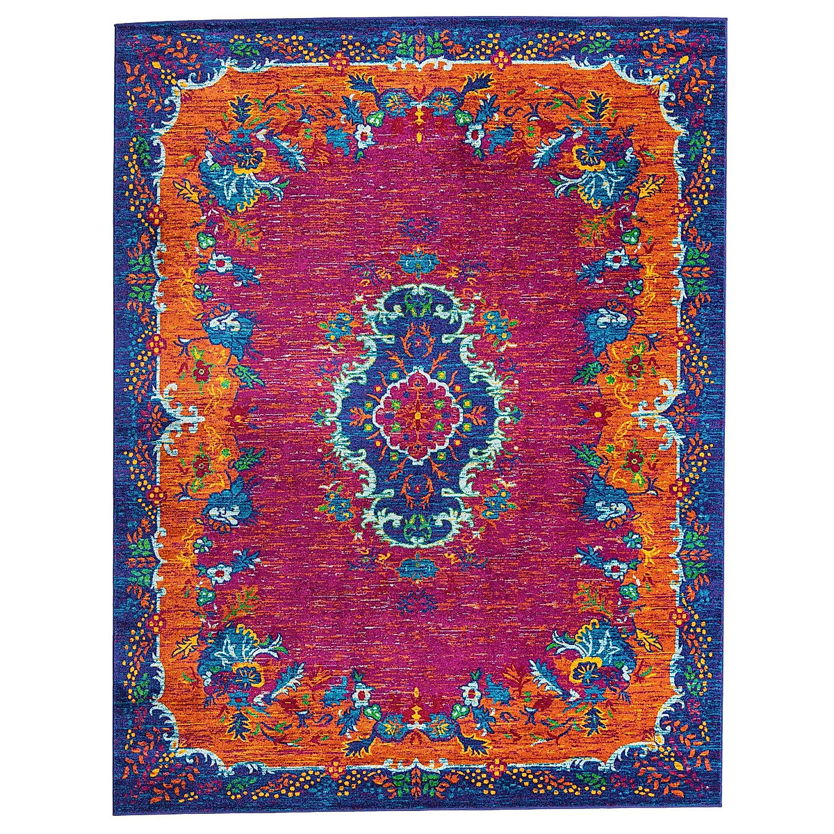 Rugs.com Calypso Collection Rug – 8' x 10' Fuchsia Medium Rug Perfect for Living Rooms, Large Dining Rooms, Open Floorplans